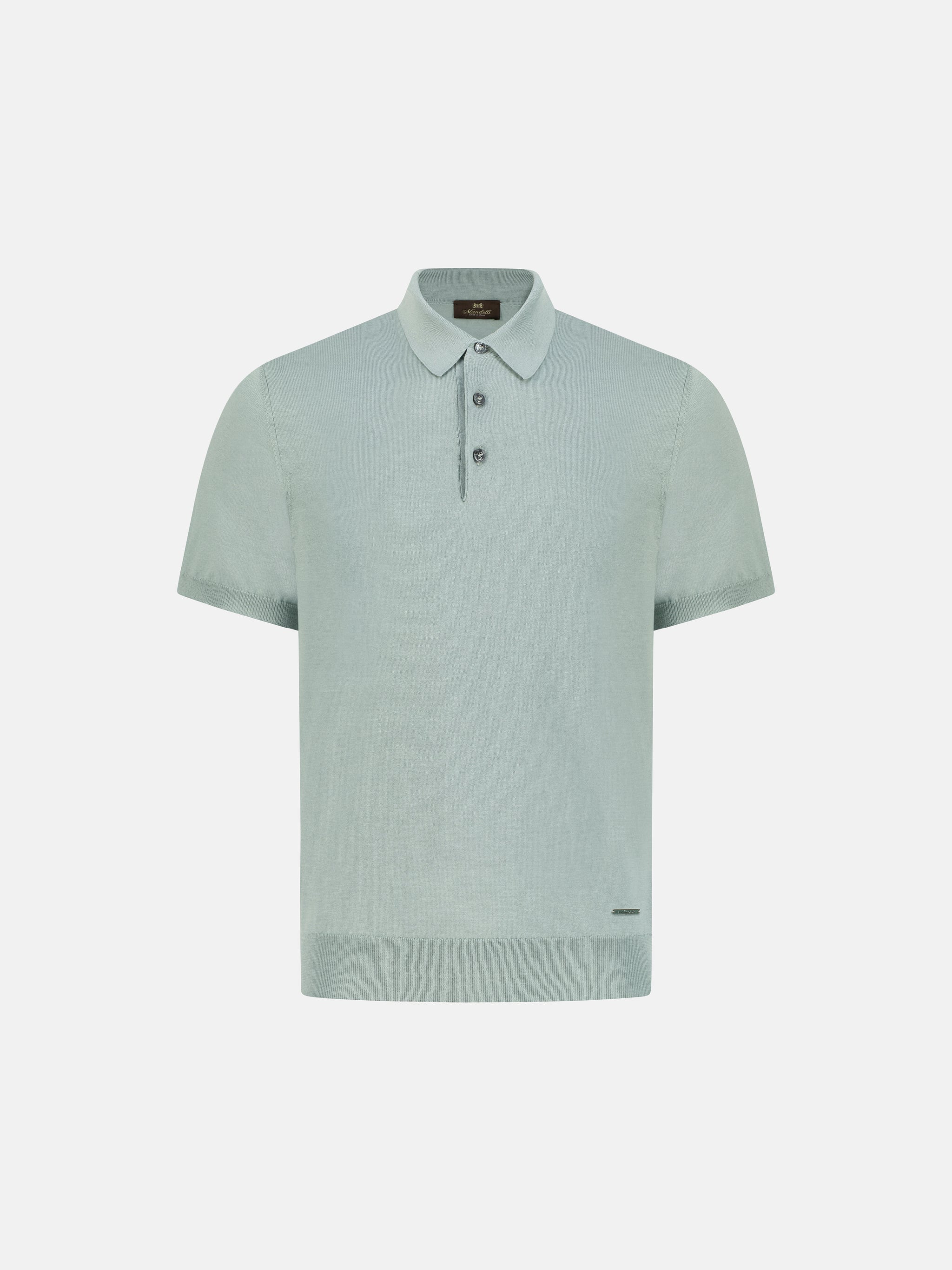 Luxury Knitted Polo Shirt for Men – Mandelli Italy | Light Sage Green